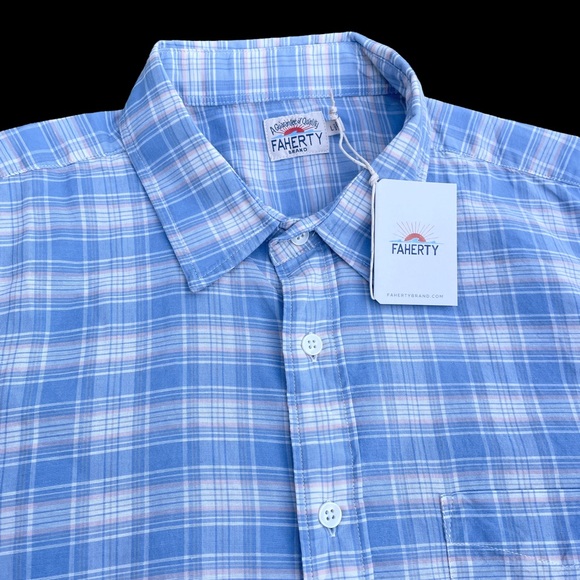 Faherty | Shirts | Faherty Cloud Summer Linen Stretch Blend Shirt Blue ...